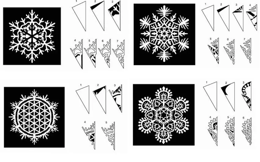 Jinsi ya kukata snowflakes karatasi? Ilipitia mipango ya snowflake.