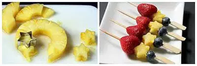 從水果中的點心。如何讓水果點心到節日桌子，自助餐？