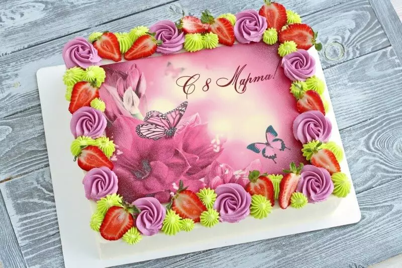 Come decorare una torta per l'8 marzo (International Women's Day): foto, classi master, video e suggerimenti 1406_31