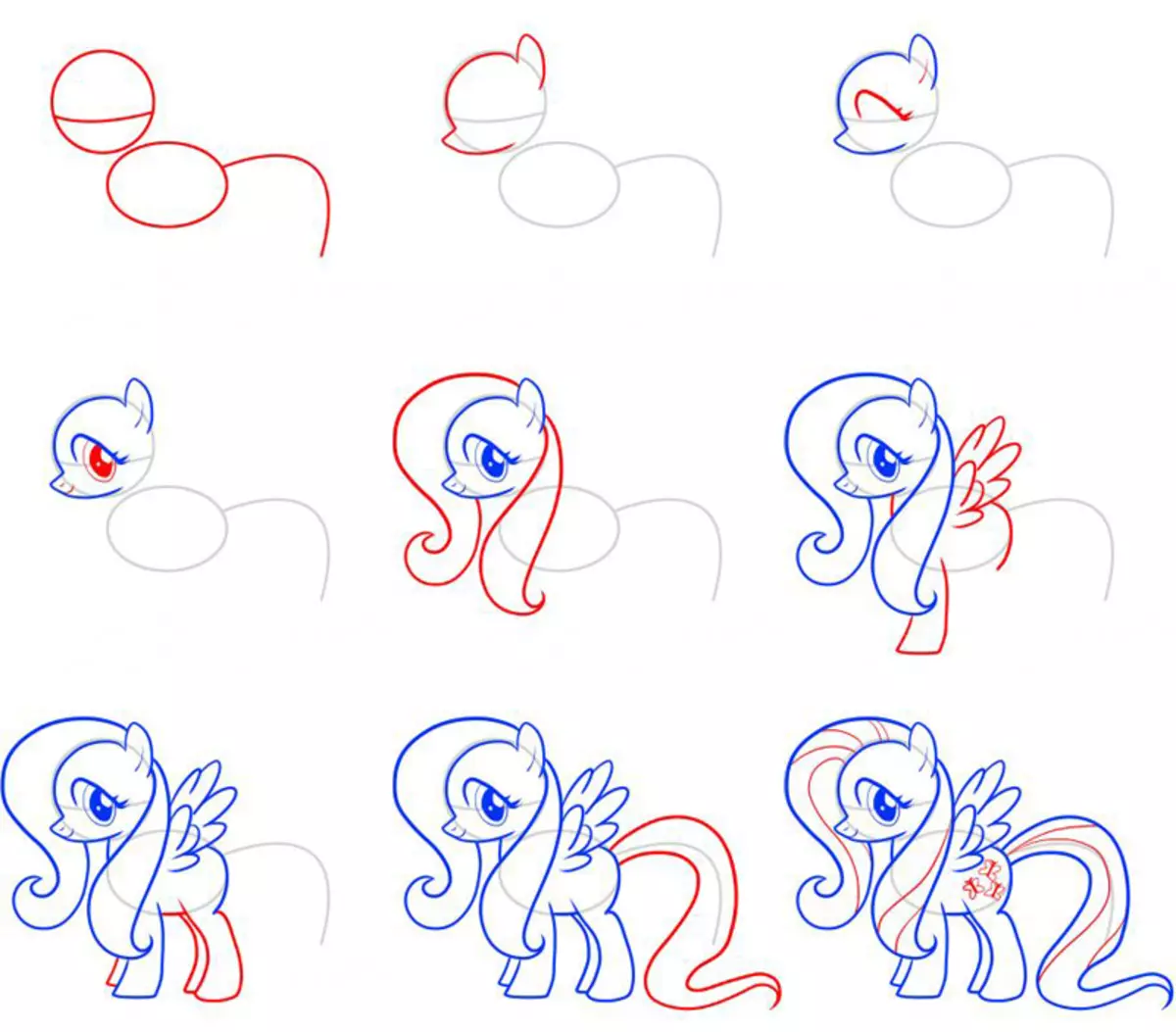 როგორ დავხატოთ Pony: ეტაპობრივი სქემები, ვიდეო და ნახაზი გაკვეთილები