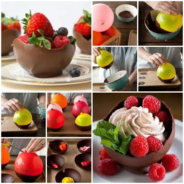Gražus desertas: namų desertas šokolado krepšelyje