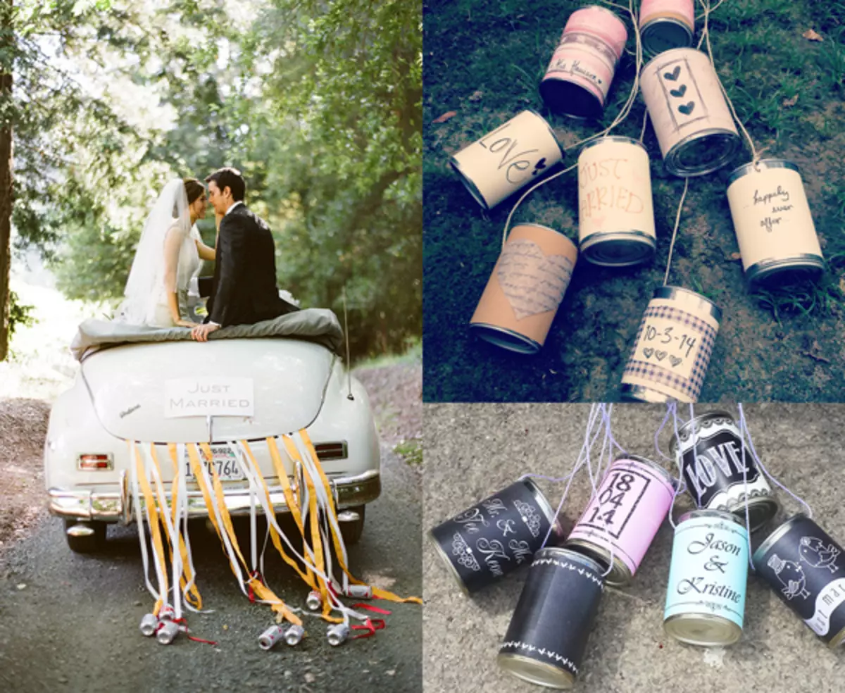 Украси на автомобилот: калај конзерви како свадба декорација на автомобилот