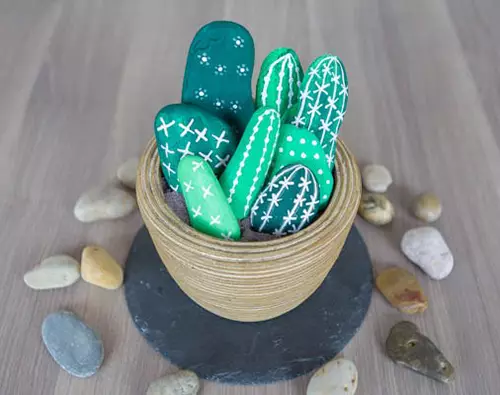 Cacti จากหิน: หินกระบองเพชรด้วยมือของตัวเอง