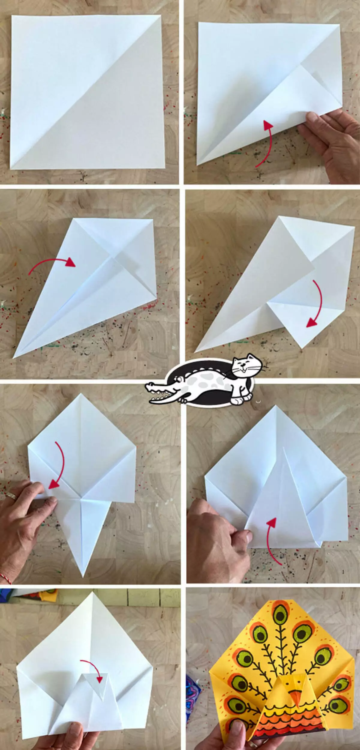 Origami Petock. Yaya ake yin Peacock Origami yi da kanka? 204_3