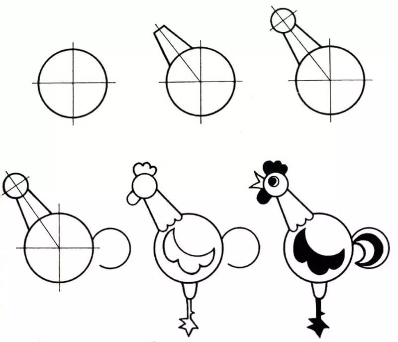 Wie zeichnet man einen Hahnsphase-Bleistift: Schemata, Videokennzeichen