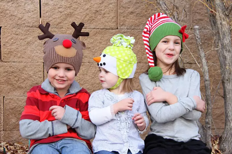 Chapéus de Natal. Caps de Ano Novo faz você mesmo para as crianças