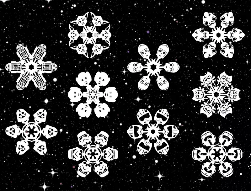 Flocons de neige inhabituelles avec leurs propres mains: flocons de neige Star Wars, Malefistant, Lego