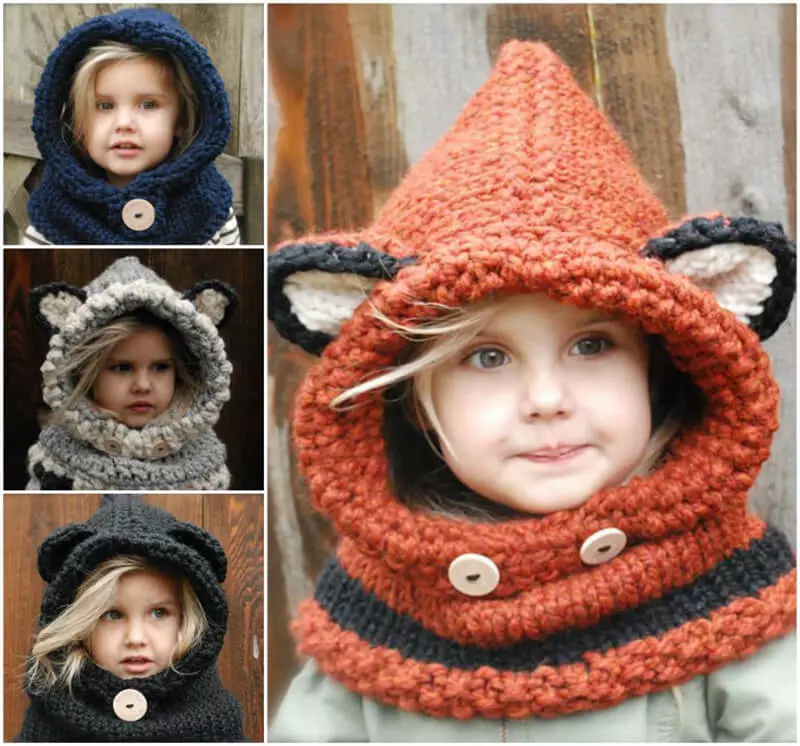 Capas de malha para meninas: chapéus de malha, tampas de cabelo, chapéus com orelhas 2157_14