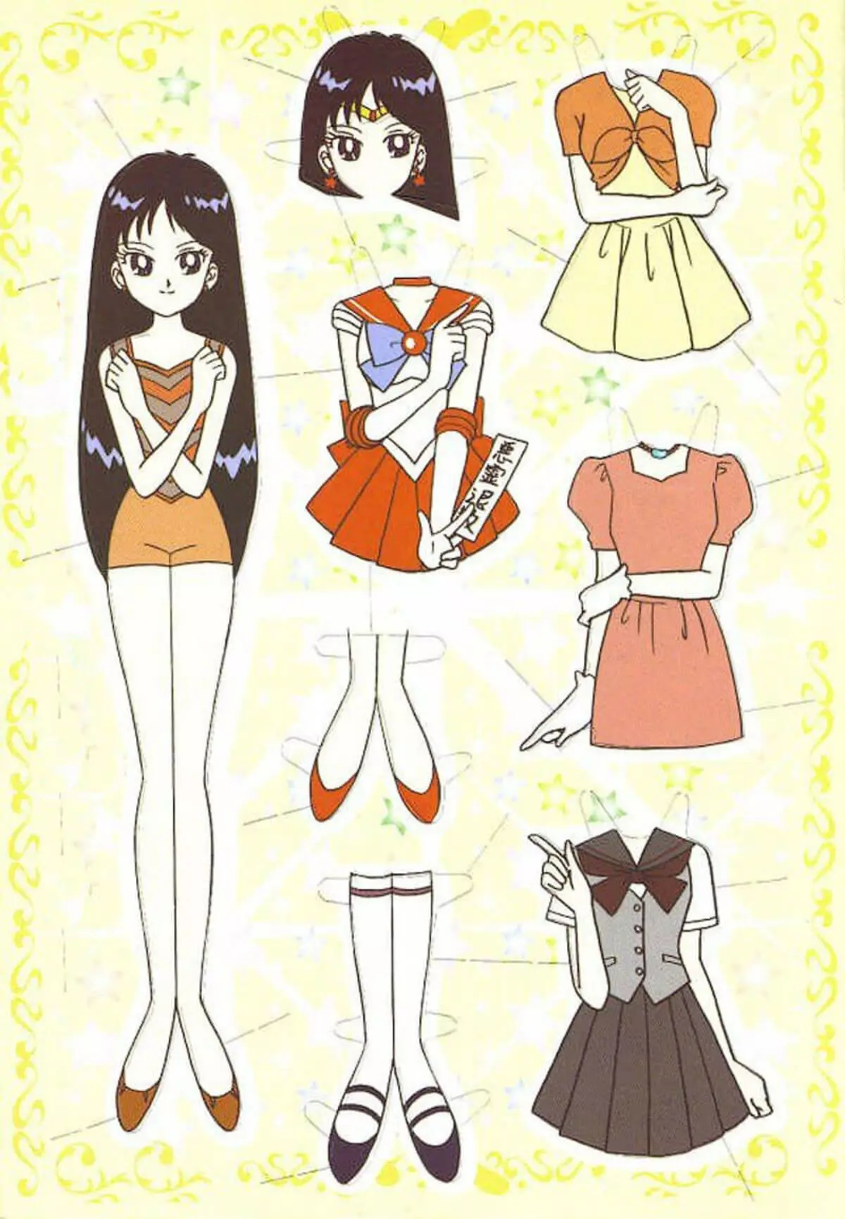 Papierové anime bábiky s rezným oblečením 218_16