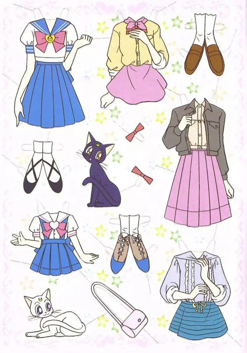 Kesme kıyafetleri ile kağıt anime bebekler 218_19