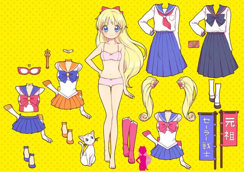 Búp bê giấy anime với quần áo cắt 218_33