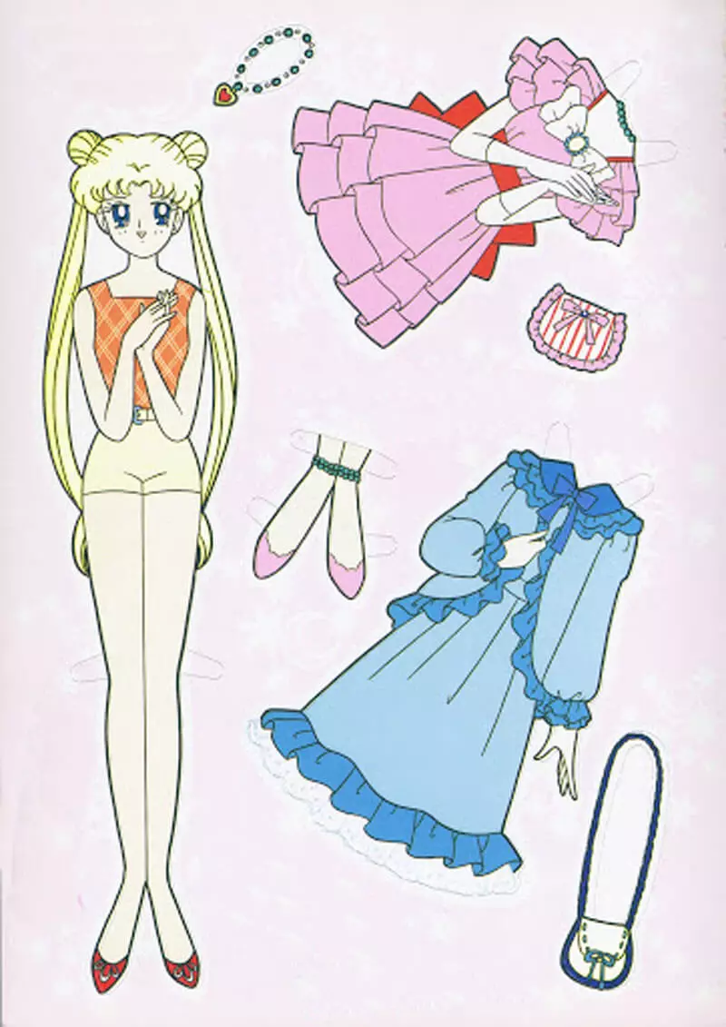 カット服を着た紙のアニメの人形 218_5