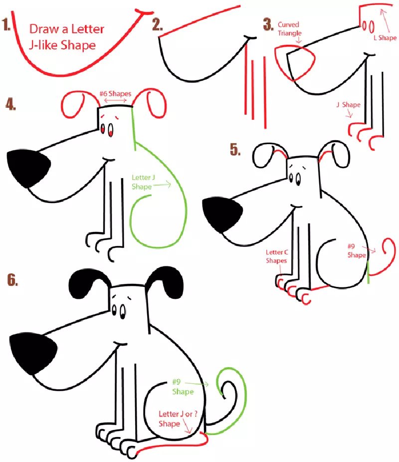 एक कुत्ता कैसे आकर्षित करें? एक कुत्ते को एक चरणबद्ध पेंसिल में कैसे आकर्षित करें, खींची गई कुत्तों की तस्वीरें 2229_25