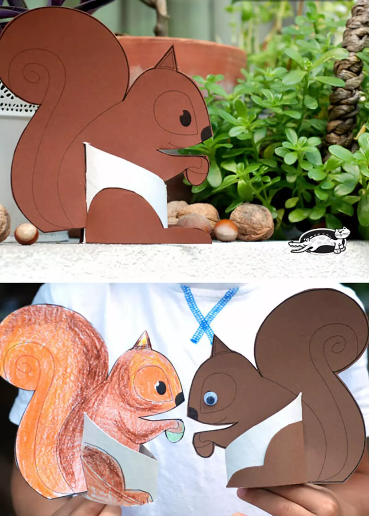 Artigianato dello scoiattolo: fai da solo da coni, carta e plastilina 2266_11
