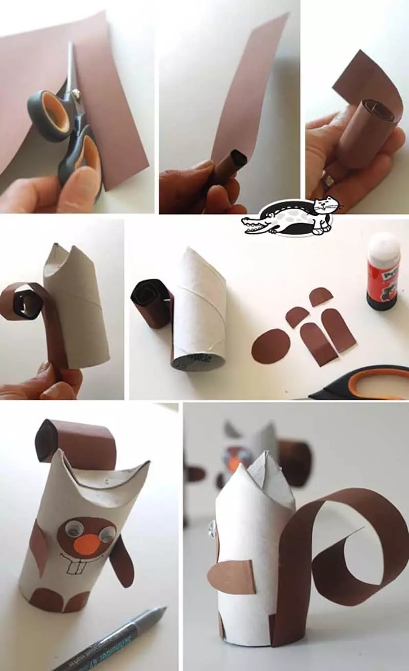 صنایع دستی سنجاب: خودتان را از مخروط، کاغذ و پلاستیک انجام دهید 2266_4