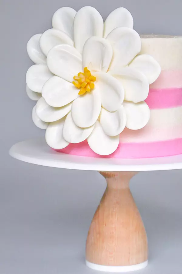 花のケーキ。彼ら自身のハンズと花で飾られたケーキ 2276_2