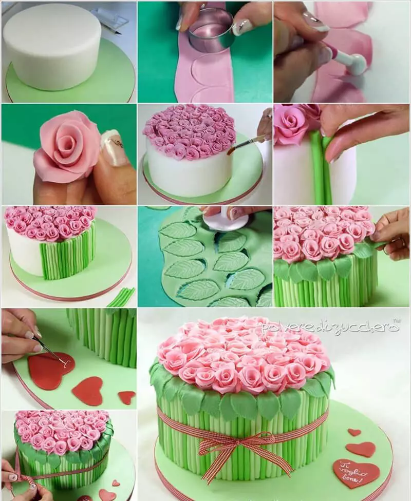 Cake met bloemen. Cake versierd met bloemen met hun eigen handen 2276_39