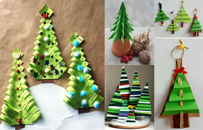 Mga Crafts Christmas Tree. Kalayo sa Pasko Uban sa Imong Kaugalingon nga Kamot 2303_1