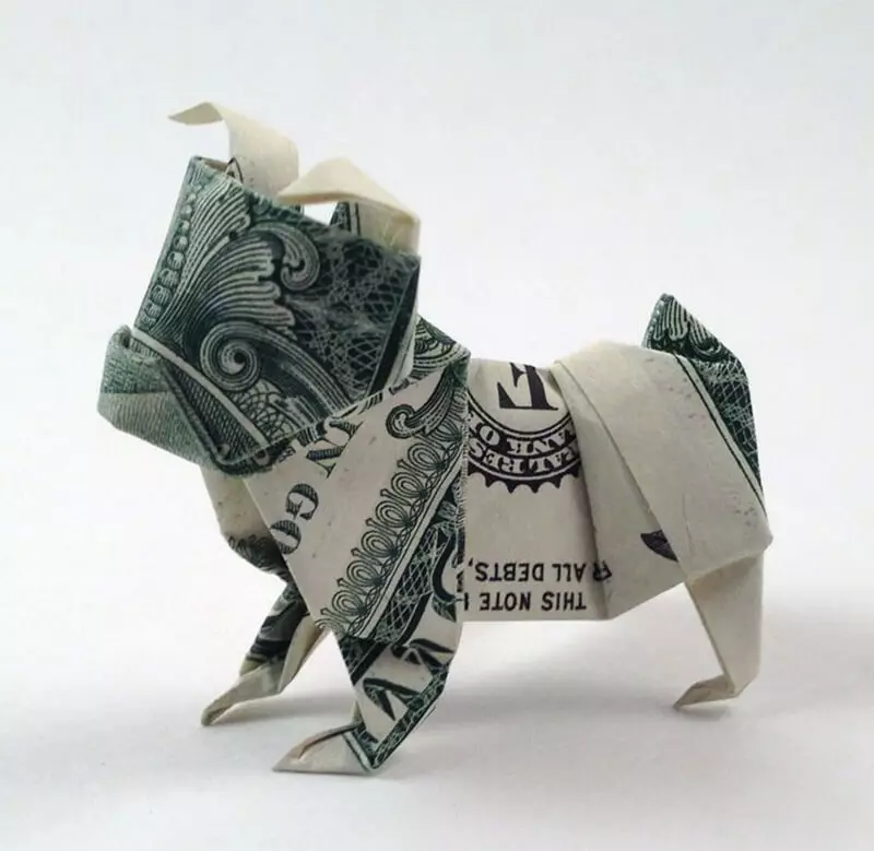 Dog dollar. How to make a dog out of money in Origami technique? 2447_5