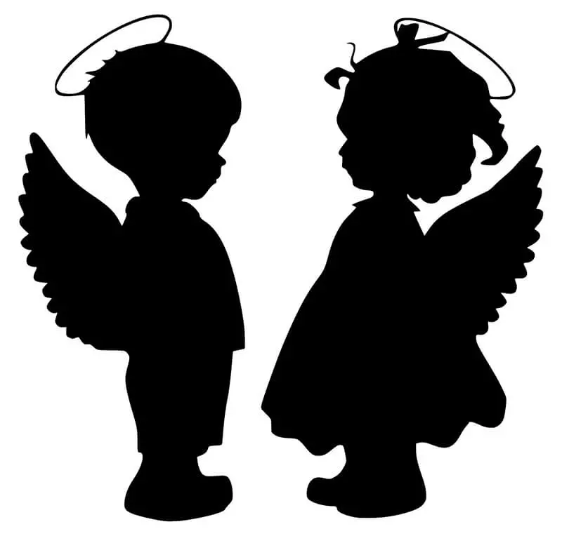 Stencil angel. Angel stencil para sa pagputol ng papel 2513_12