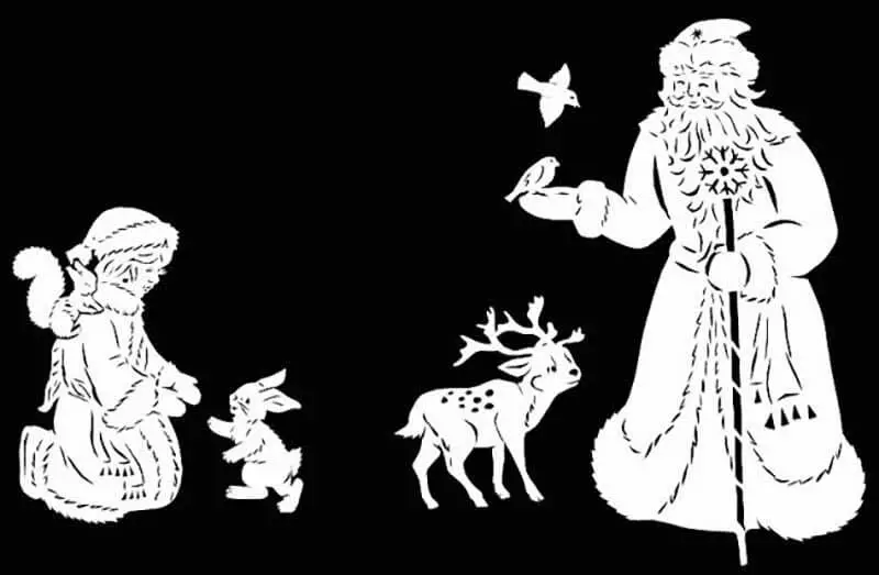 Santa Claus en Snow Maiden-sjabloanen. Sandy fan Santa Claus en Snow Maiden op 'e ruten 2518_7