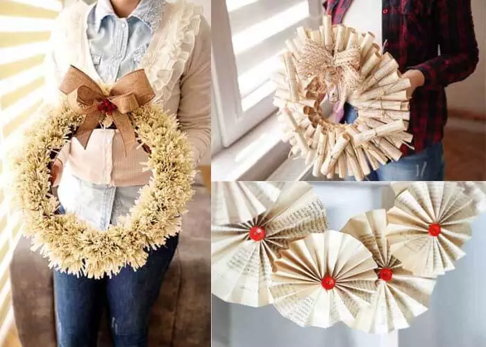 Christmas wreaths do it yourself from old books