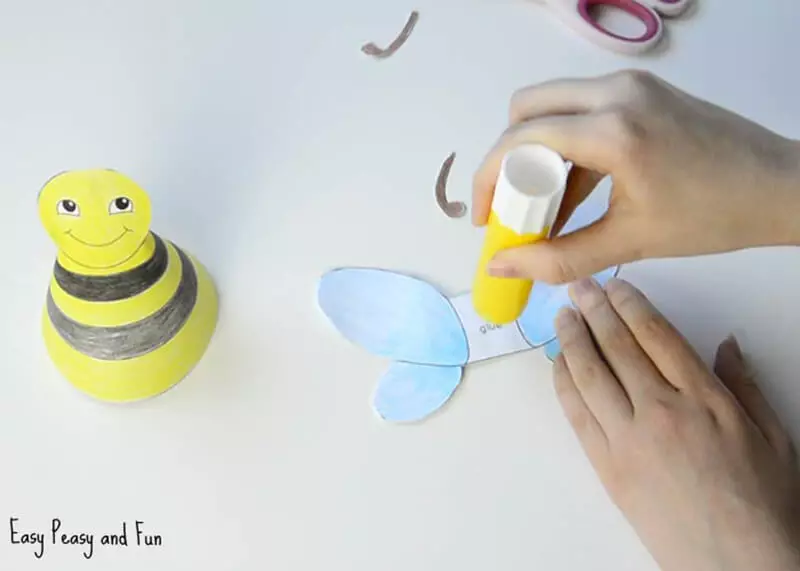 Butterfly and a bee of paper with their own hands