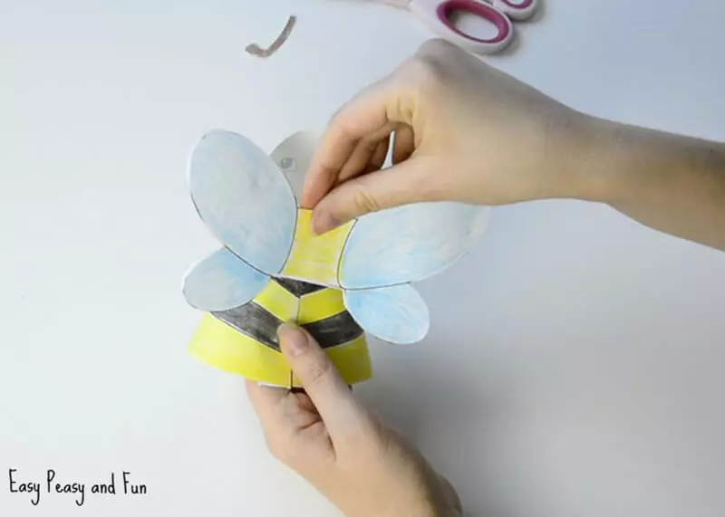 Butterfly and a bee of paper with their own hands