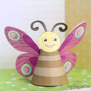 Butterfly and a bee of paper with their own hands