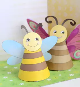 Butterfly and a bee of paper with their own hands