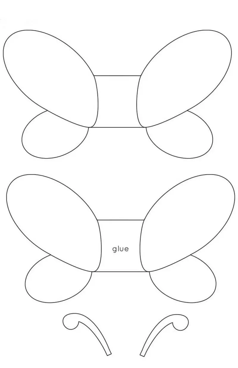 Schmetterling und eine Biene von Papier mit ihren eigenen Händen