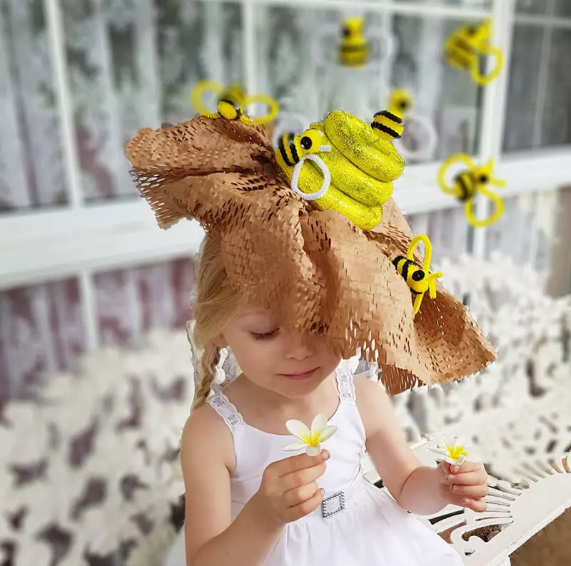 Sombrero para la niña con sus propias manos. Sombrero original para niñas con abejas 2684_1