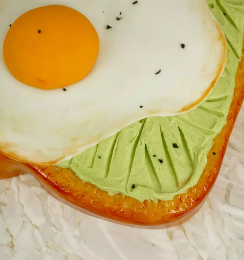 Kuchen Rührei Eier. Kuchen in Form von Sandwicher mit Rühreiern 2725_10