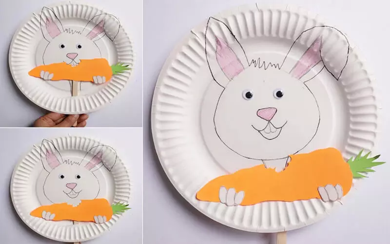 Toy do it yourself. Toy bunny from a disposable plate
