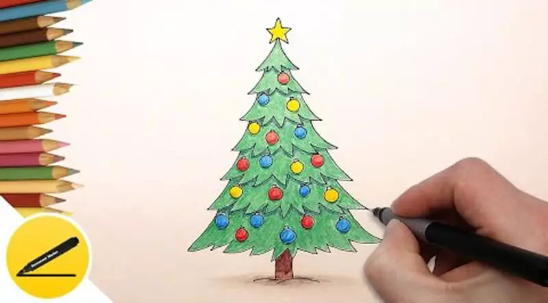 Vánoční stromeček vzor. Jak nakreslit vánoční strom ve fázích? 2899_1