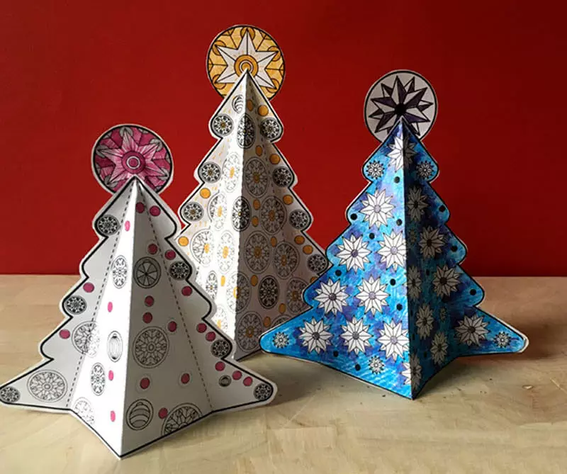 Neujahrs-Weihnachtsbaum aus Papier mit deinen eigenen Händen. Schönes Neujahrshandwerk im Kindergarten und in der Schule 2911_1