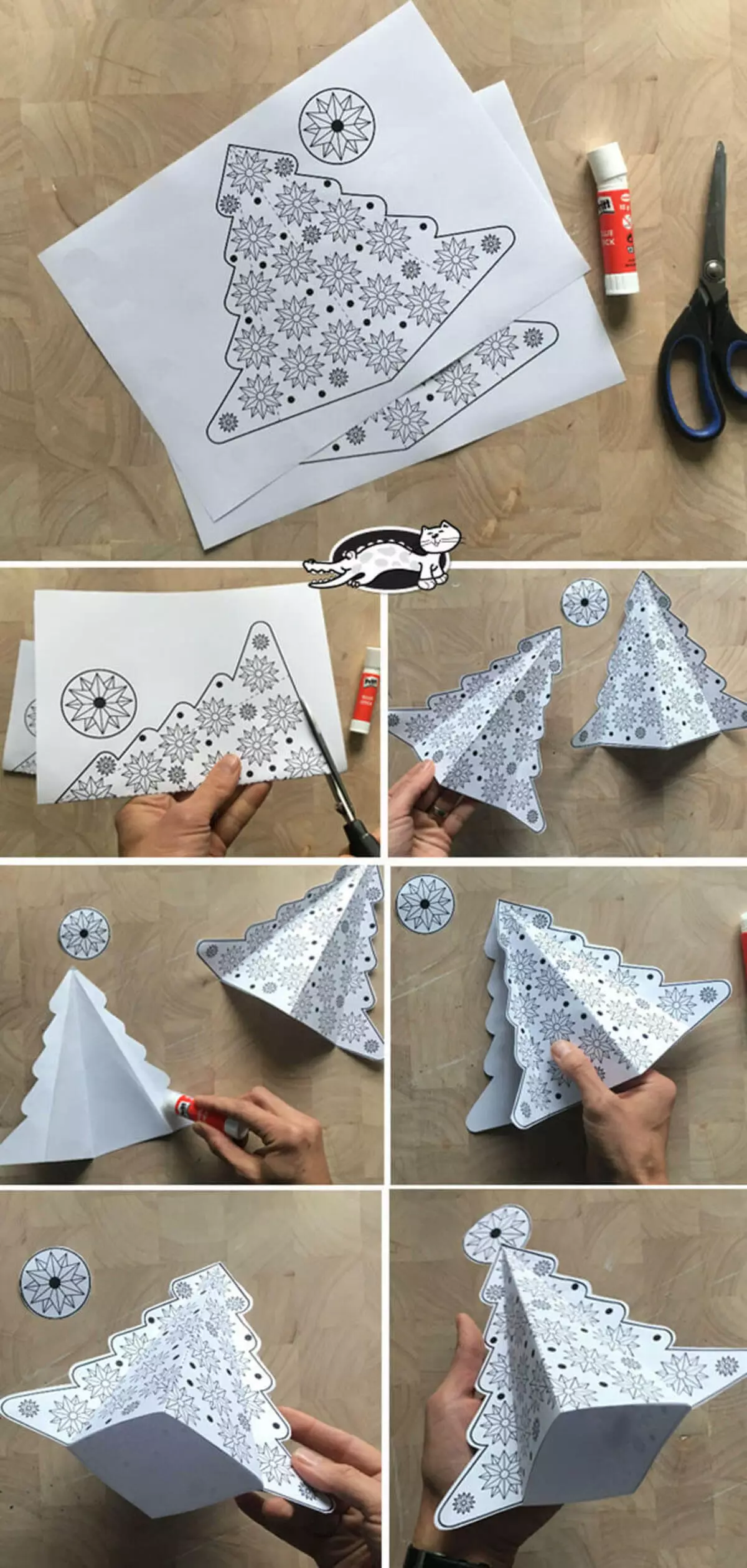 Neujahrs-Weihnachtsbaum aus Papier mit deinen eigenen Händen. Schönes Neujahrshandwerk im Kindergarten und in der Schule 2911_5