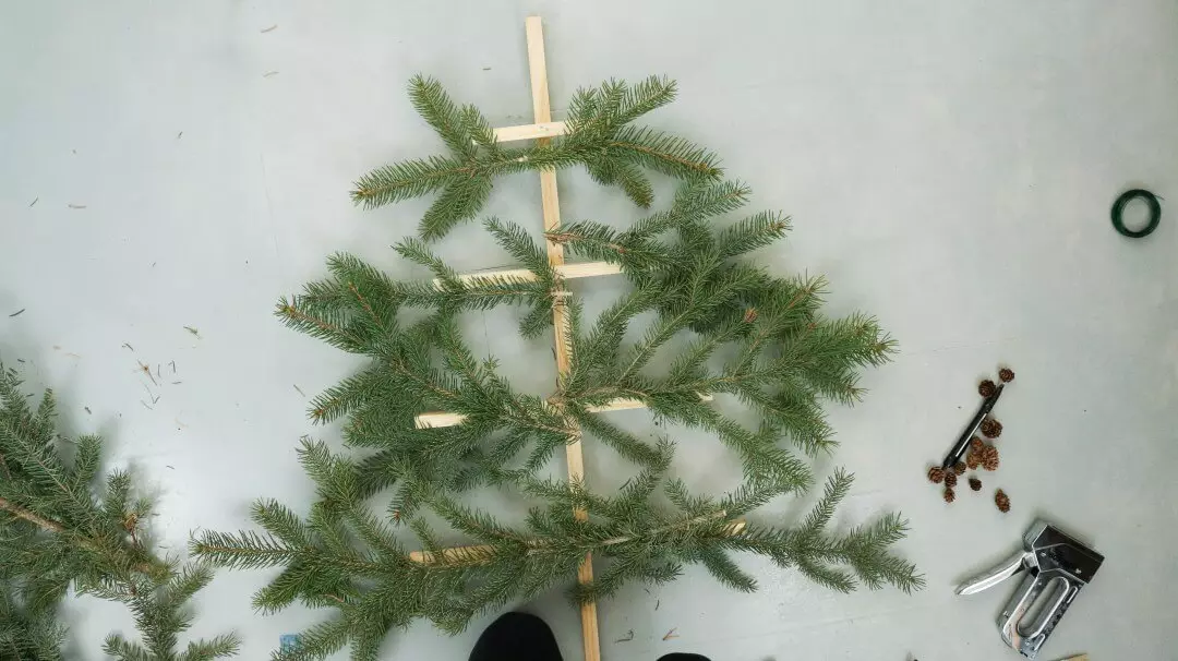 Pema e Krishtlindjeve mur me duart e saj nga degët e bredhit 2990_3