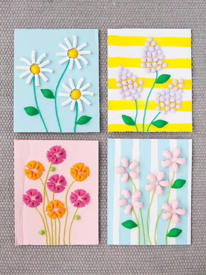 Laste postkaardid 8. märtsil teha ise. Lilled makaronist 3017_8