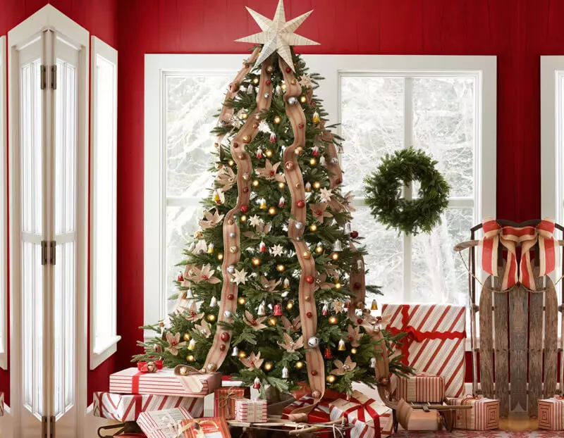 Wie dekorieren Sie den Weihnachtsbaum mit einem Band?