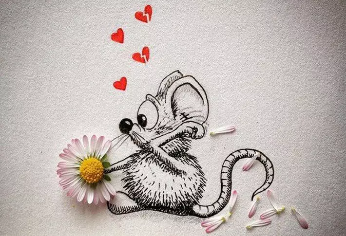 Dibujo del ratón. Dibujos de lápiz inusuales 3107_1