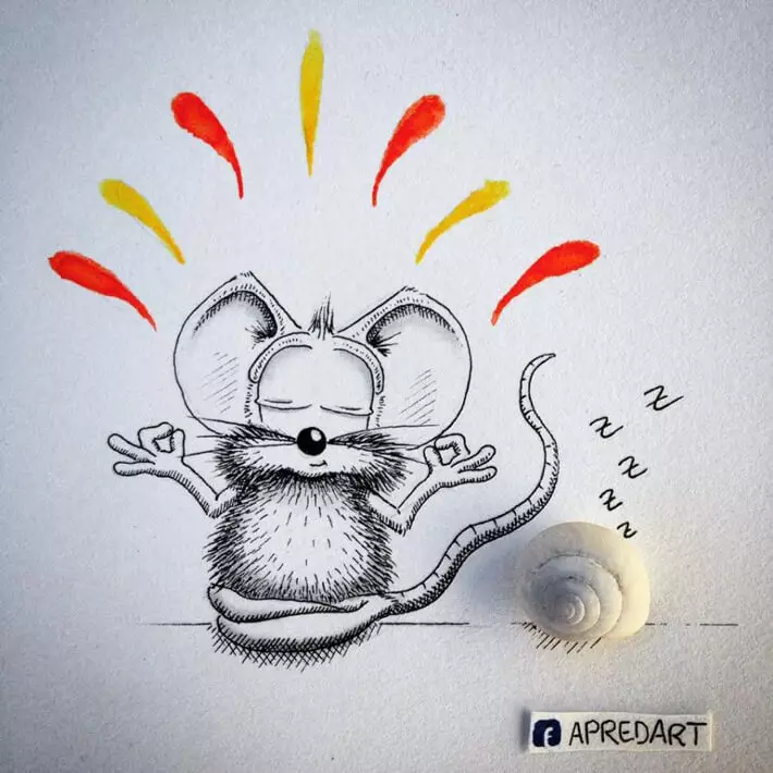 Drawing Mouse. Gambar potlot sing ora biasa 3107_12