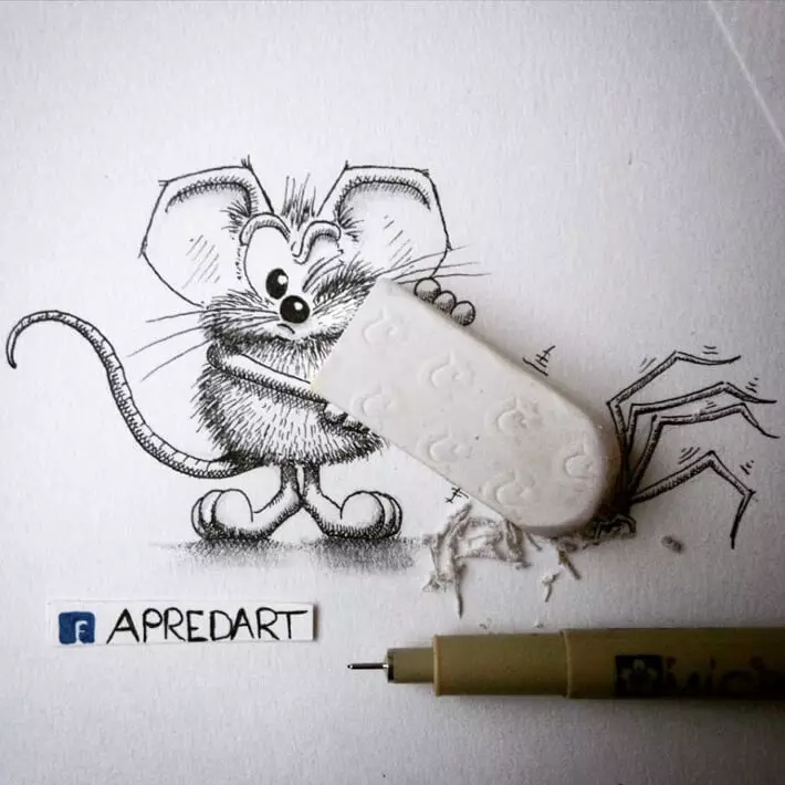 Drawing Mouse. Gambar potlot sing ora biasa 3107_17