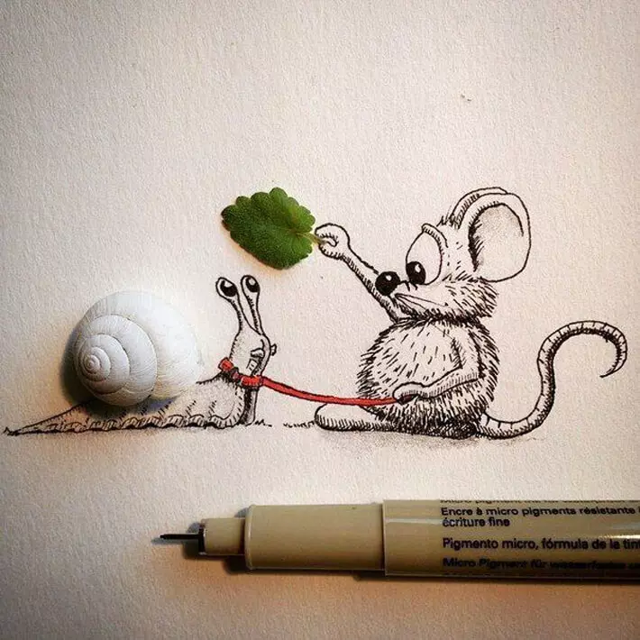 Drawing Mouse. Gambar potlot sing ora biasa 3107_20