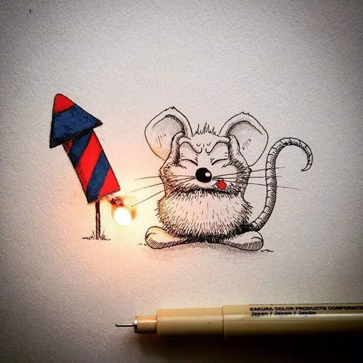 Σχέδιο ποντικιού. Ασυνήθιστα σχέδια μολύβι 3107_5