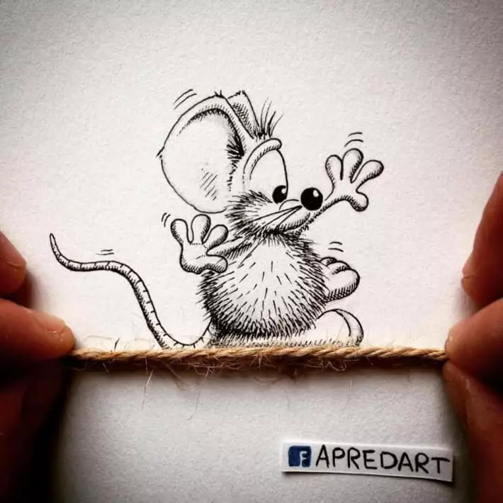 Drawing Mouse. Gambar potlot sing ora biasa 3107_6