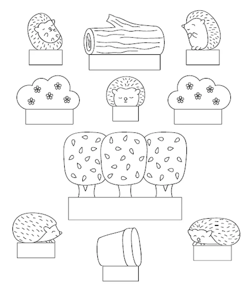 Jogo definido para artesanato surround de ouriços na floresta (modelos para impressão). Definido para criatividade 3121_4