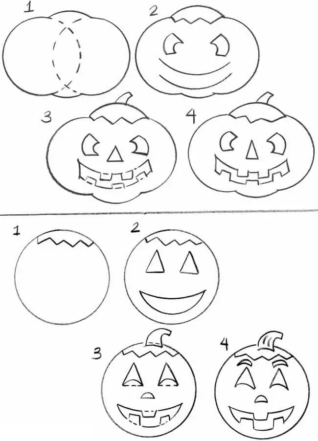 Tekvica kreslenie na Halloween. Ako nakresliť tekvicu v etapách? 3159_5