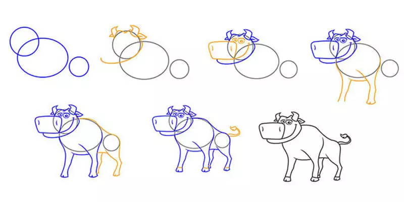 Disegno del toro. Come disegnare un toro con una matita fasata? 3219_17