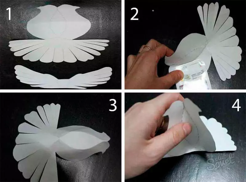 Hoe om 'n duif van papier met jou eie hande te maak? 3223_5